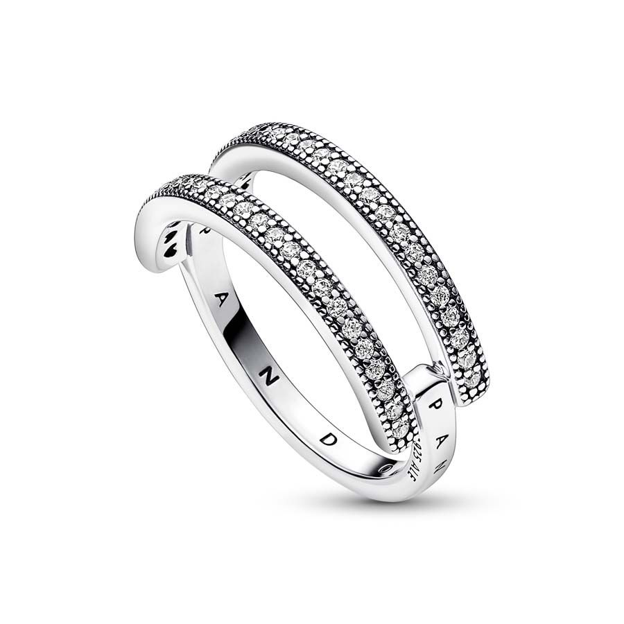 Pandora Signature Logo & Pavé Double Band ring 192779C01 | Kulta-Center.com