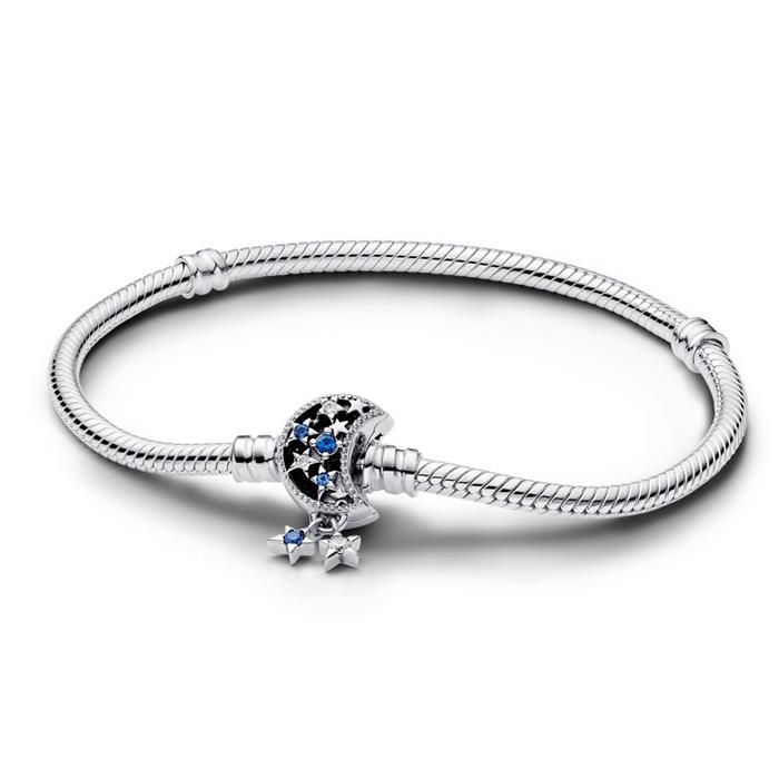 Pandora Moments Sparkling Moon Clasp Snake Chain Bracelet 19 cm ...